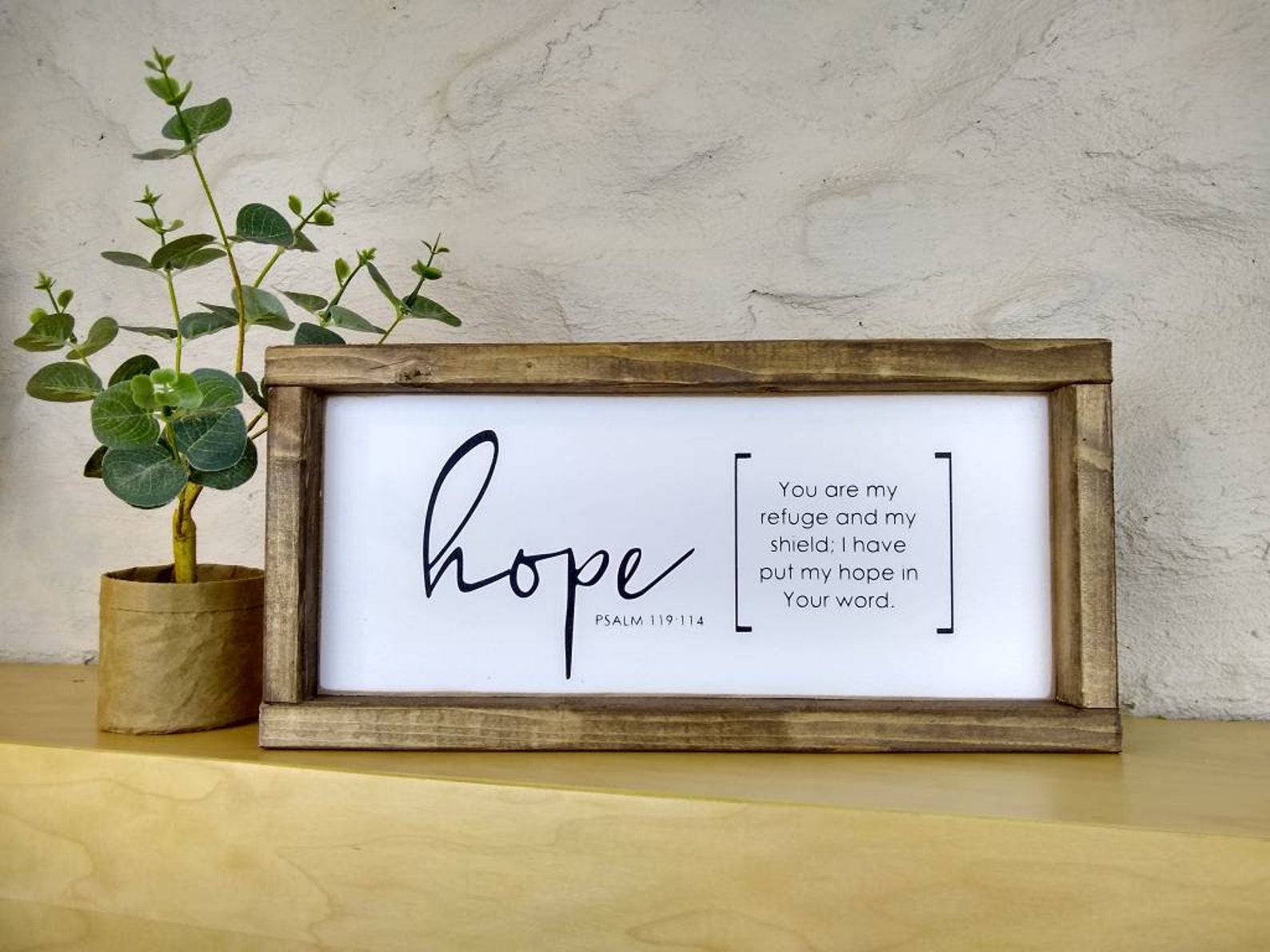 HOPE Psalm 119:114 Sign Bible Verse Gift Christian Home Wall Art ...