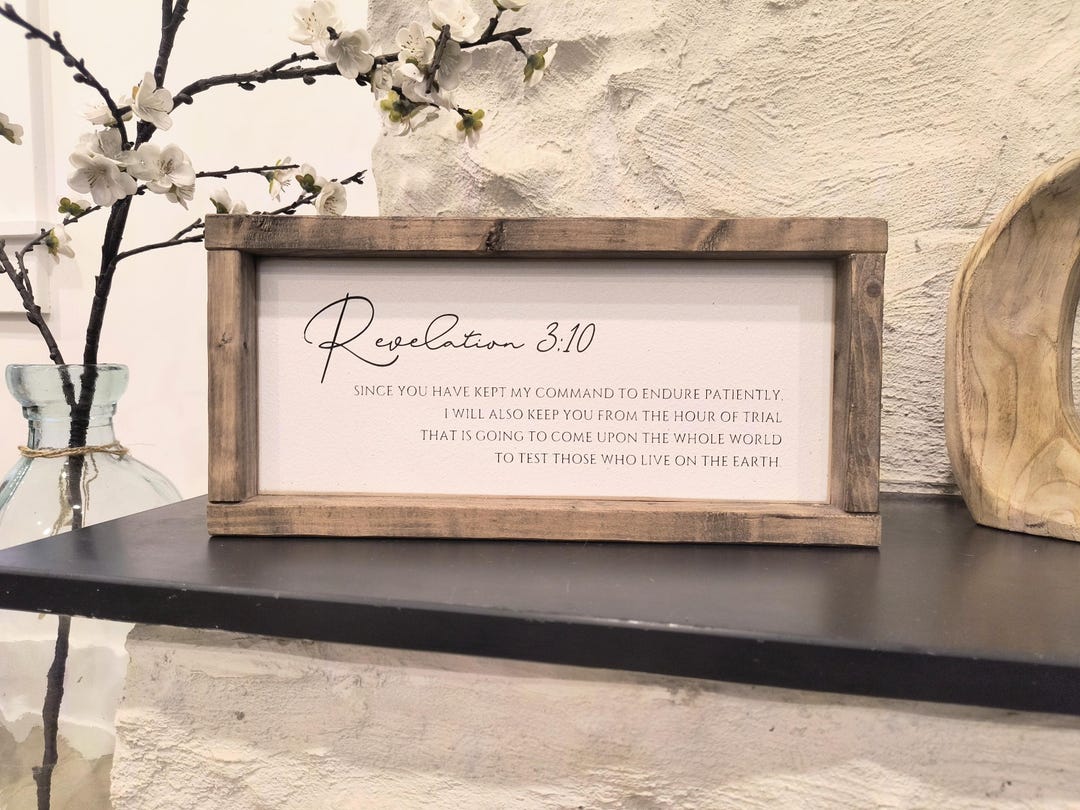 Revelation 3:10 Sign Bible Verse Gift Christian Home Wall Art ...
