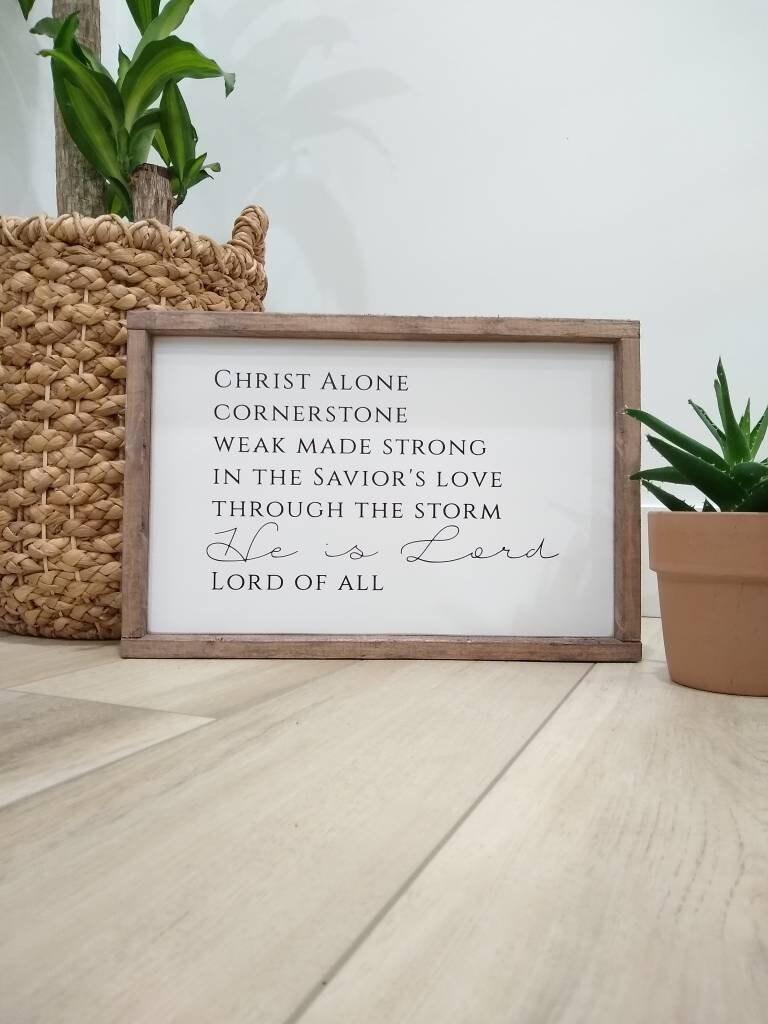 Cornerstone Wood Sign Christ Alone Song Wooden Sign With | Etsy