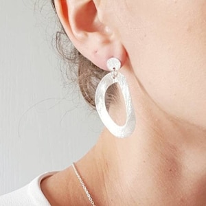 Statement Abstract Shape Silver Earrings/ Organic Dangle Earrings ...