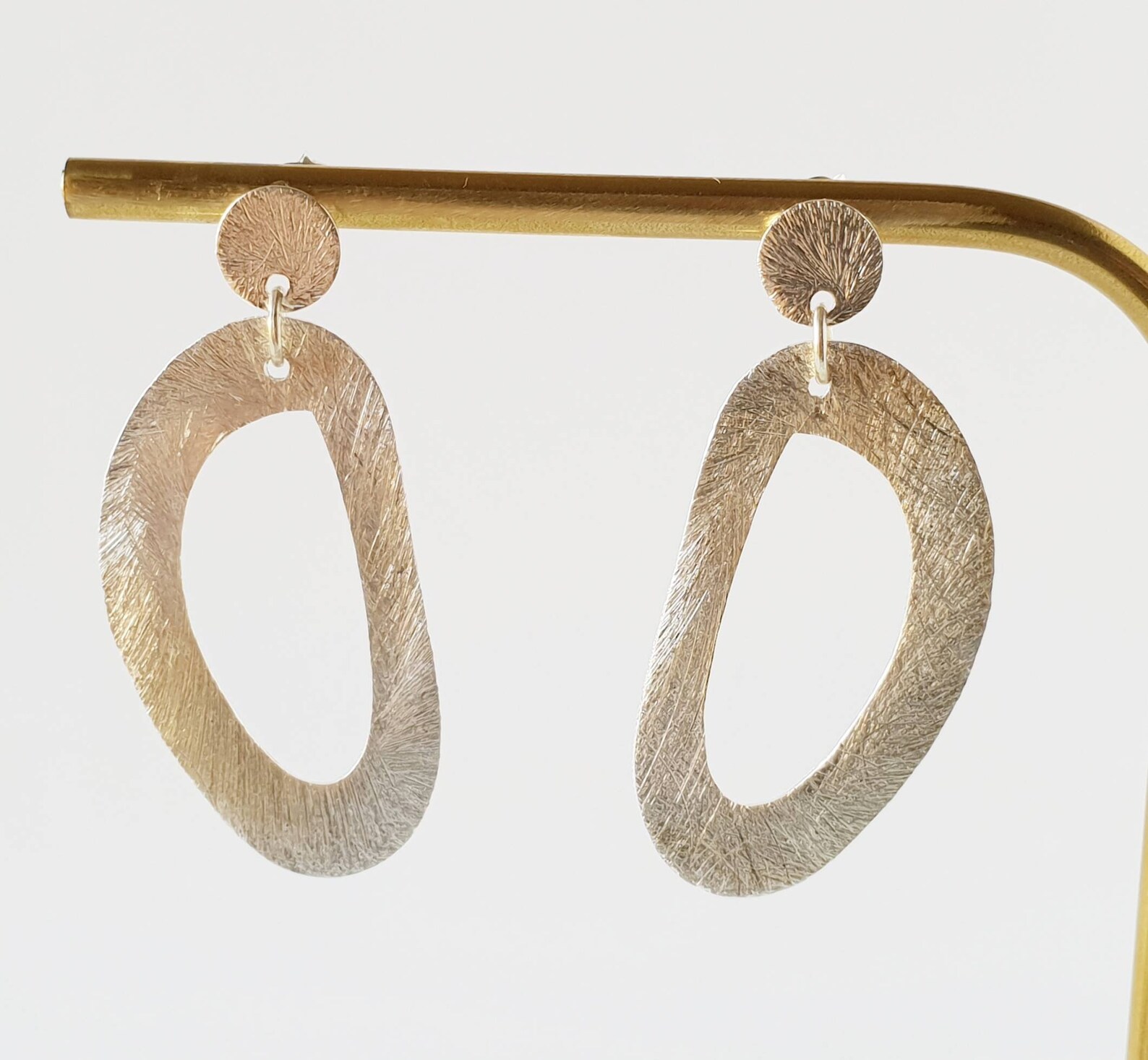 Statement Abstract Shape Silver Earrings/ Organic Dangle Earrings ...