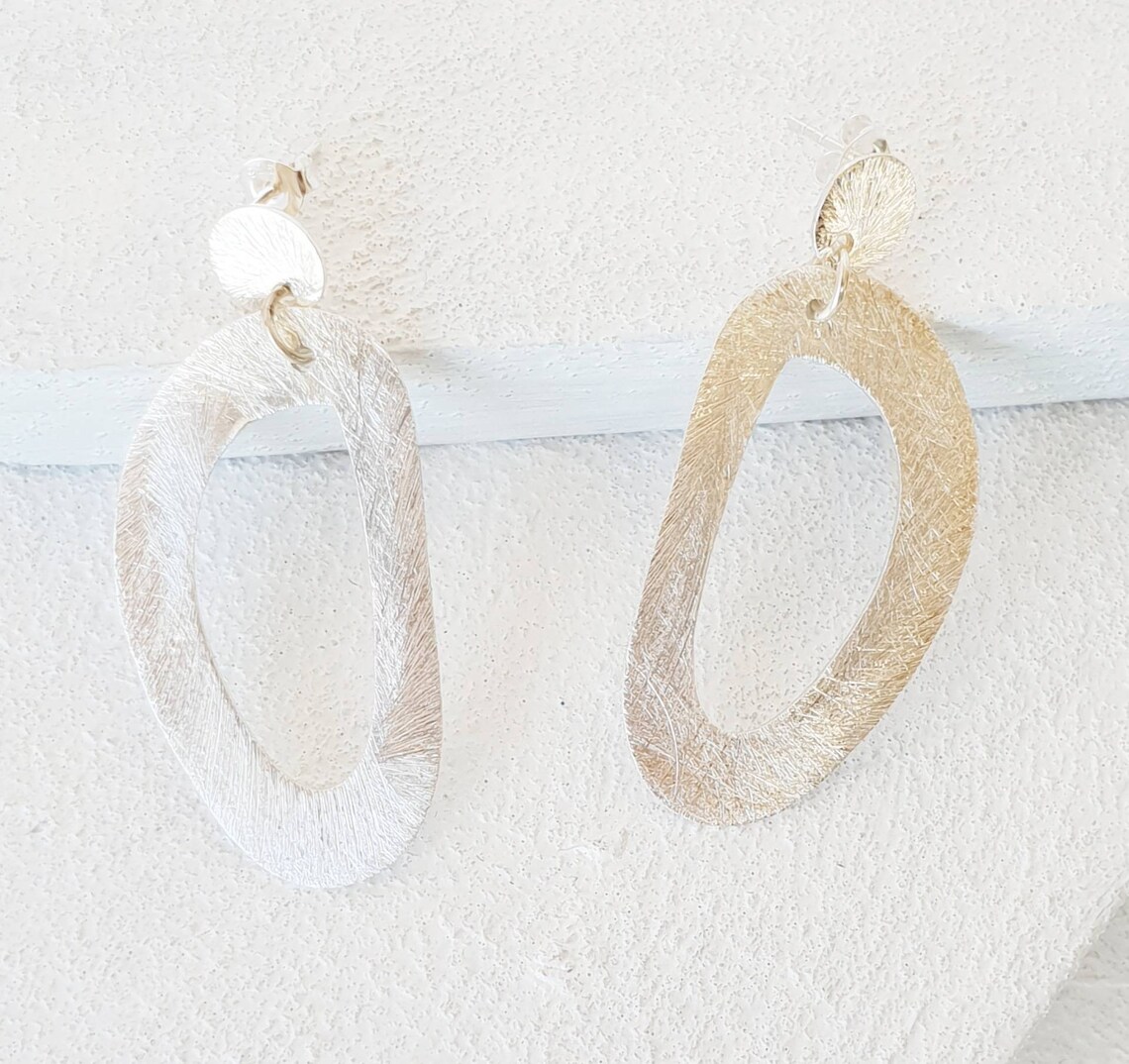 Statement Abstract Shape Silver Earrings/ Organic Dangle - Etsy