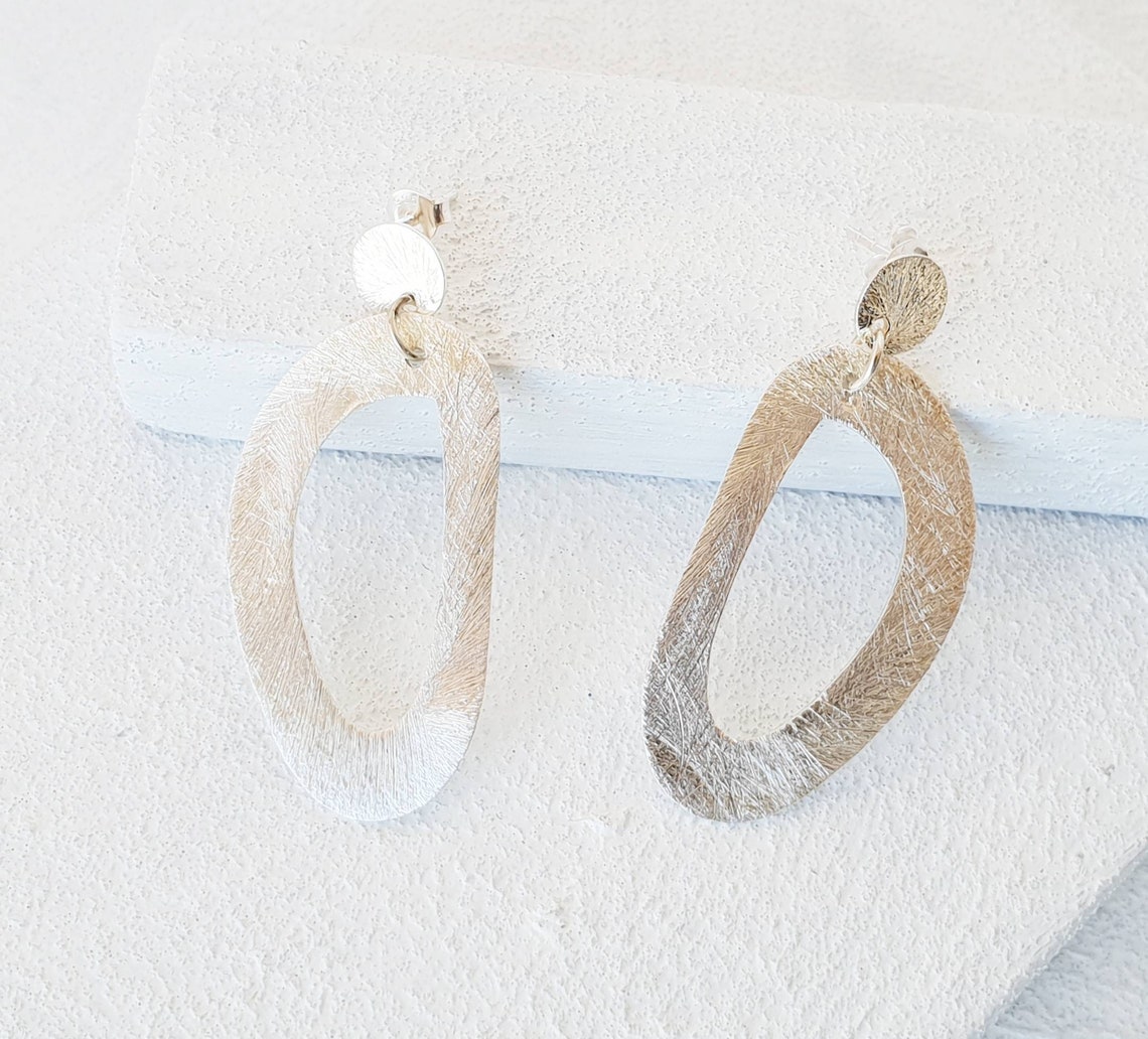 Statement Abstract Shape Silver Earrings/ Organic Dangle - Etsy