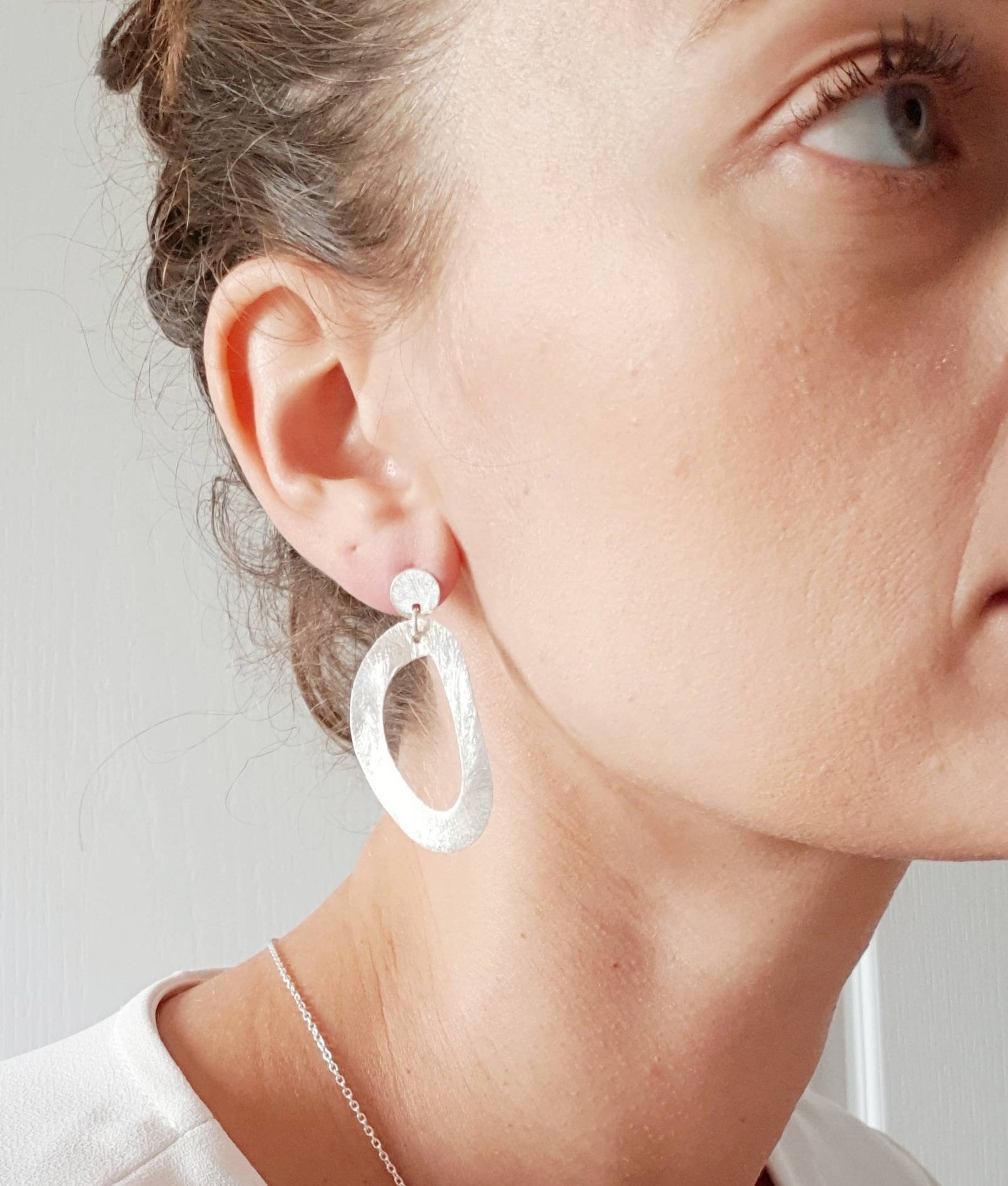 Statement Abstract Shape Silver Earrings/ Organic Dangle Earrings ...