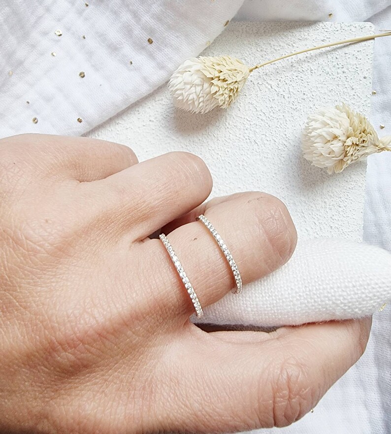 Double Band Sterling Silver Ring/ Small Zircon Ring / Dainty - Etsy
