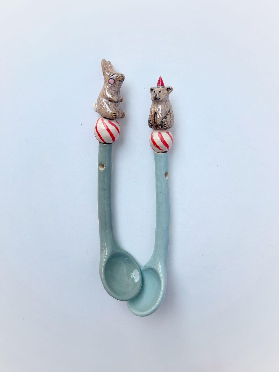 Bunny on Ball Greeny Spoon and Party Bear on Ball Blue Spoon , 2 Spoon ...