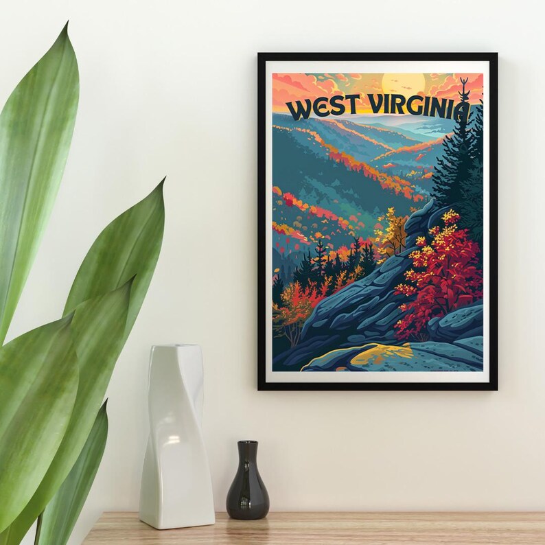 Digital Download: Vintage Travel Poster of West Virginia Retro-inspired ...