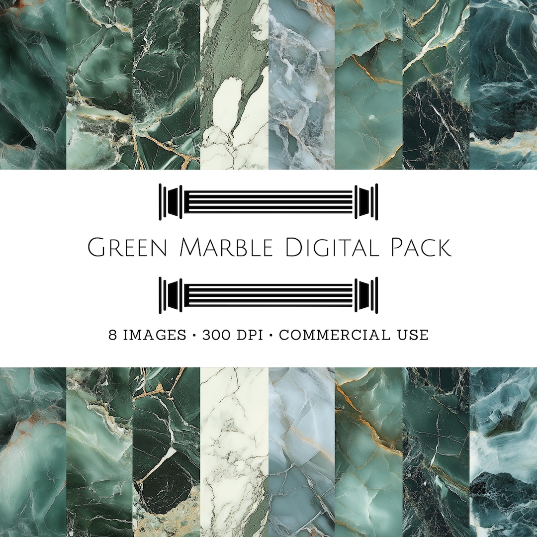 Green Marble Digital Paper Pack, 8 High-resolution 300 DPI Images ...