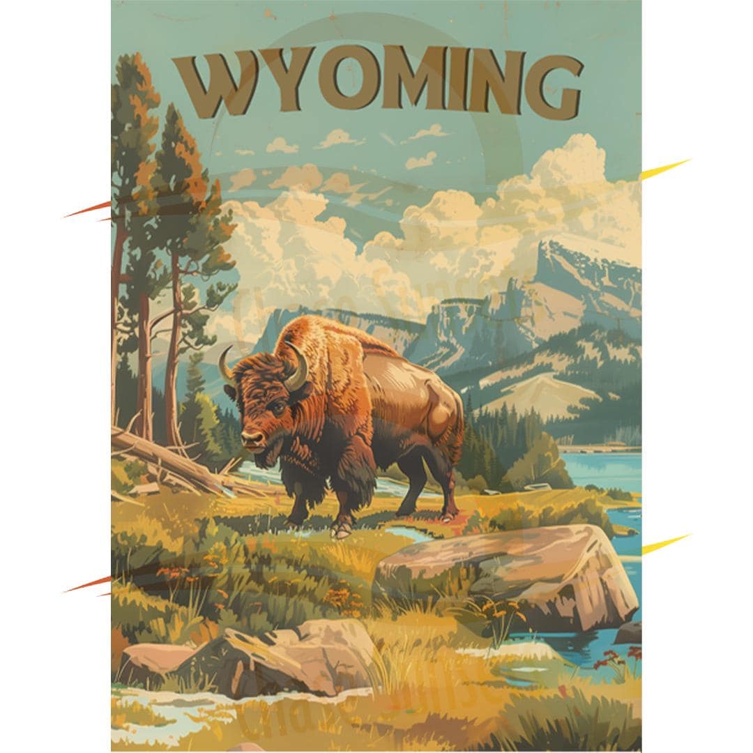 Digital Download: Vintage Travel Poster of Wyoming Retro-inspired Art ...