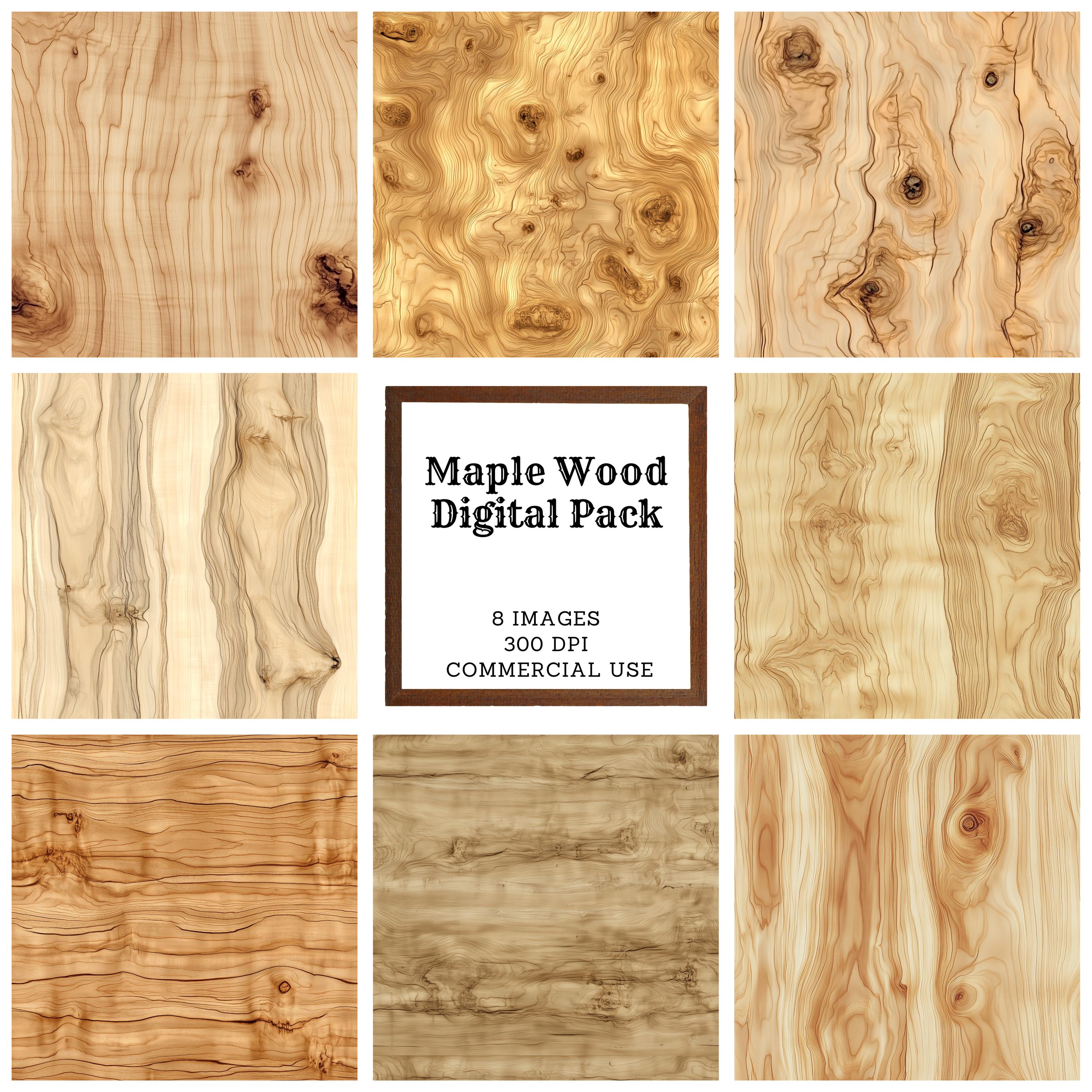 Maple Wood Textures Pack, Seamless Digital Paper for Scrapbooking, 8 ...