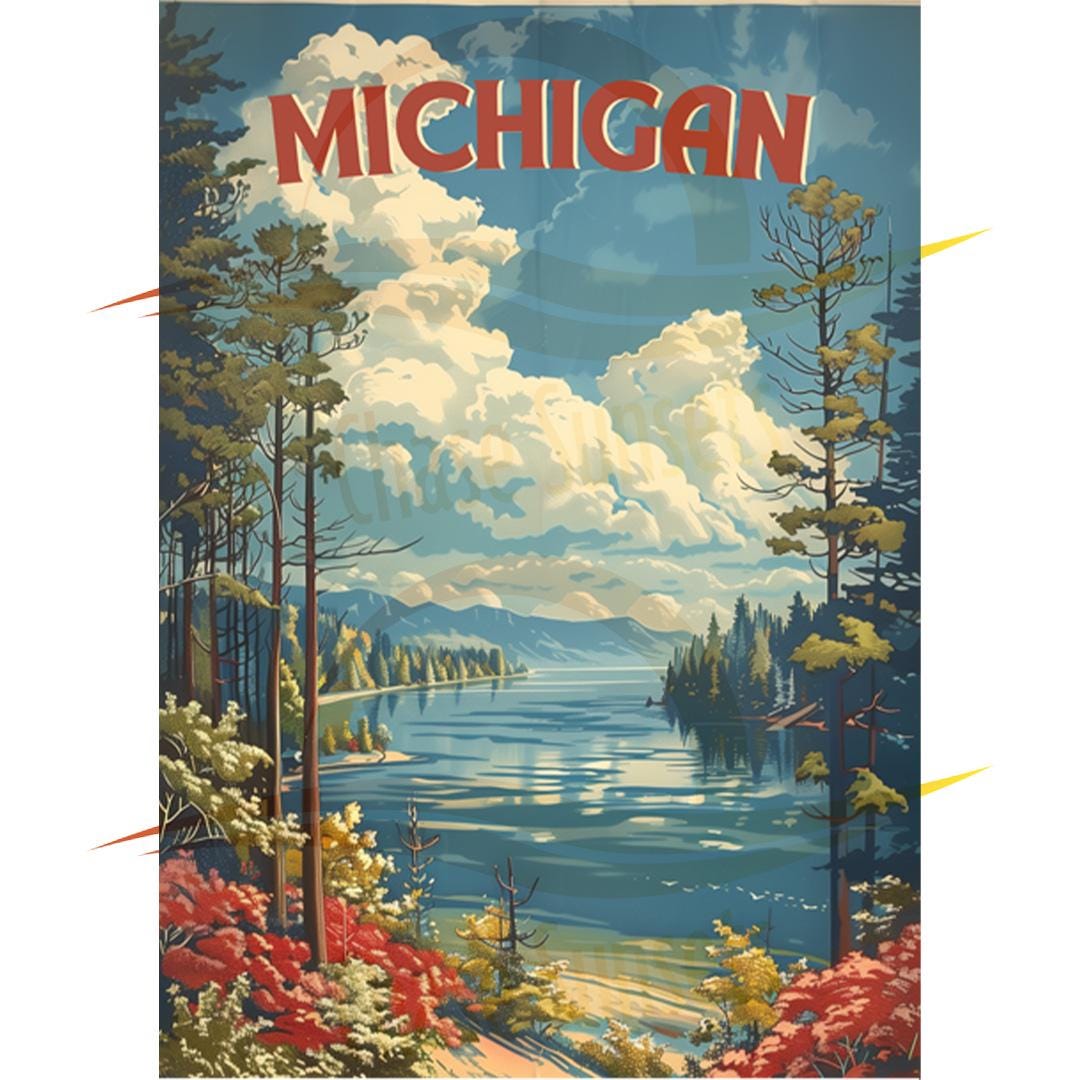 Digital Download: Vintage Travel Poster of Michigan Retro-inspired Art ...