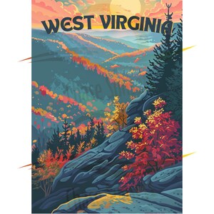 Digital Download: Vintage Travel Poster of West Virginia Retro-inspired ...