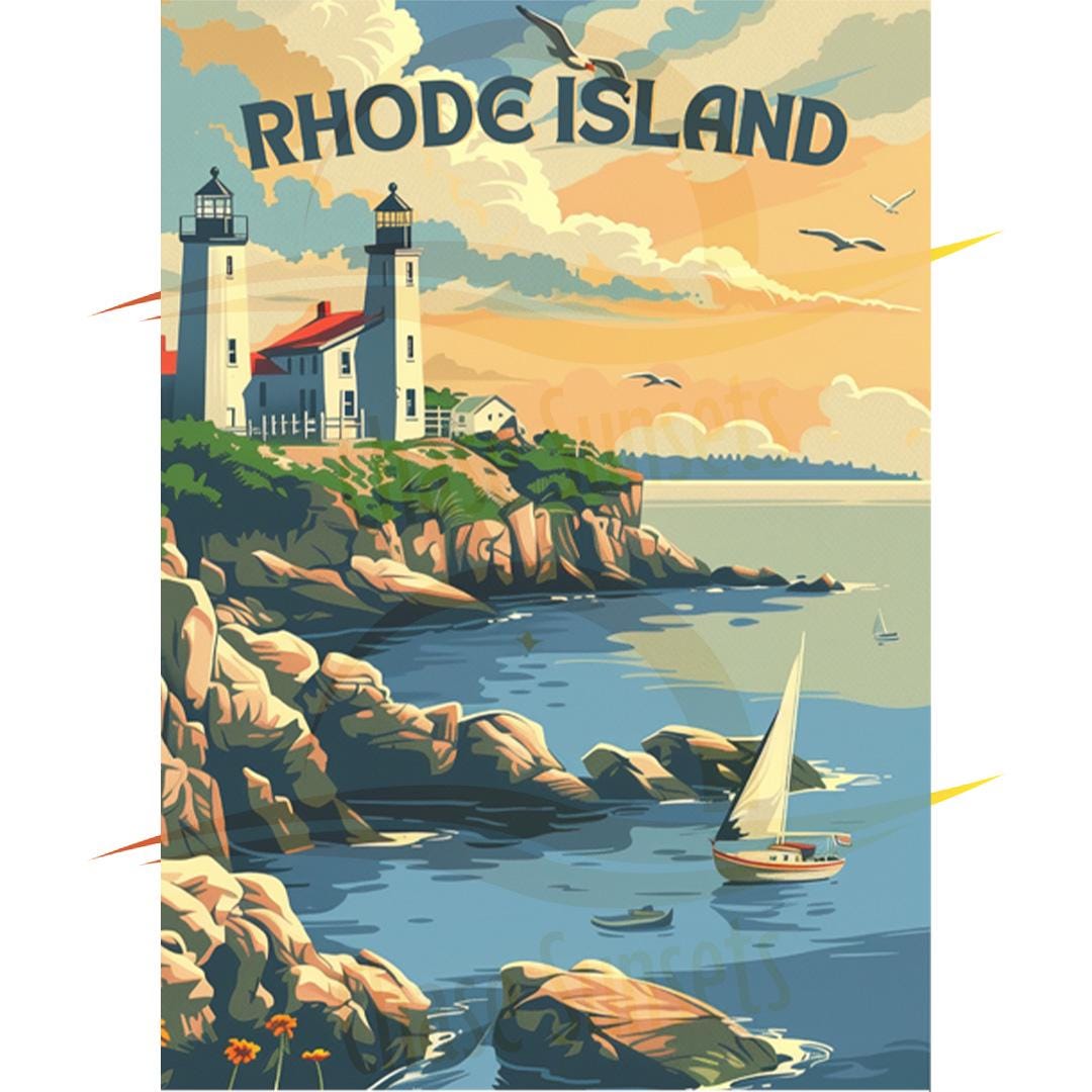 Digital Download: Vintage Travel Poster of Rhode Island Retro-inspired ...