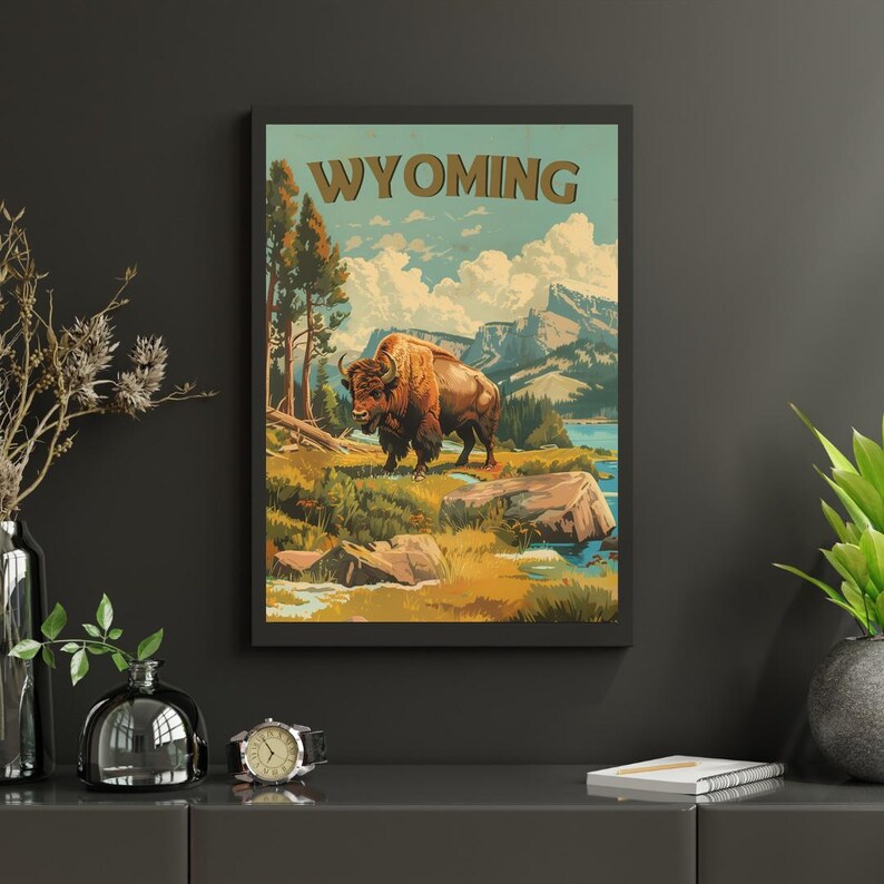 Digital Download: Vintage Travel Poster of Wyoming Retro-inspired Art ...