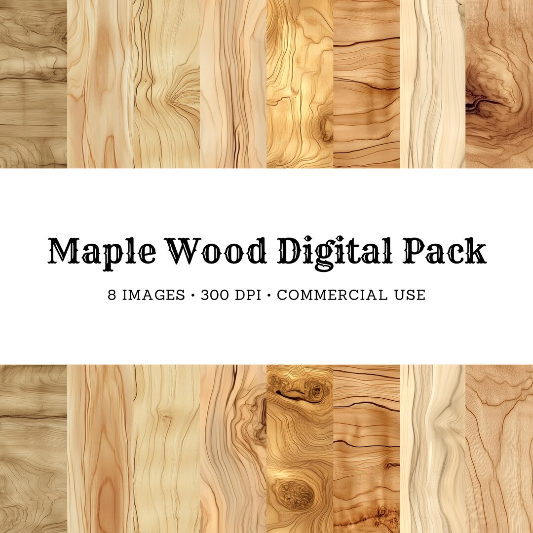 Maple Wood Textures Pack, Seamless Digital Paper for Scrapbooking, 8 ...