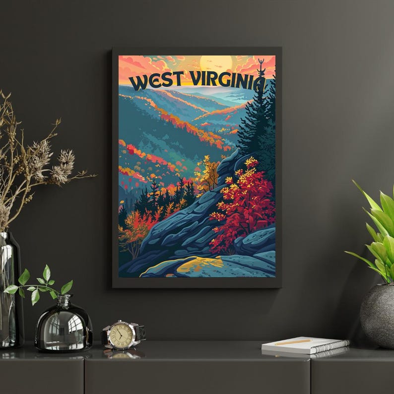 Digital Download: Vintage Travel Poster of West Virginia Retro-inspired ...