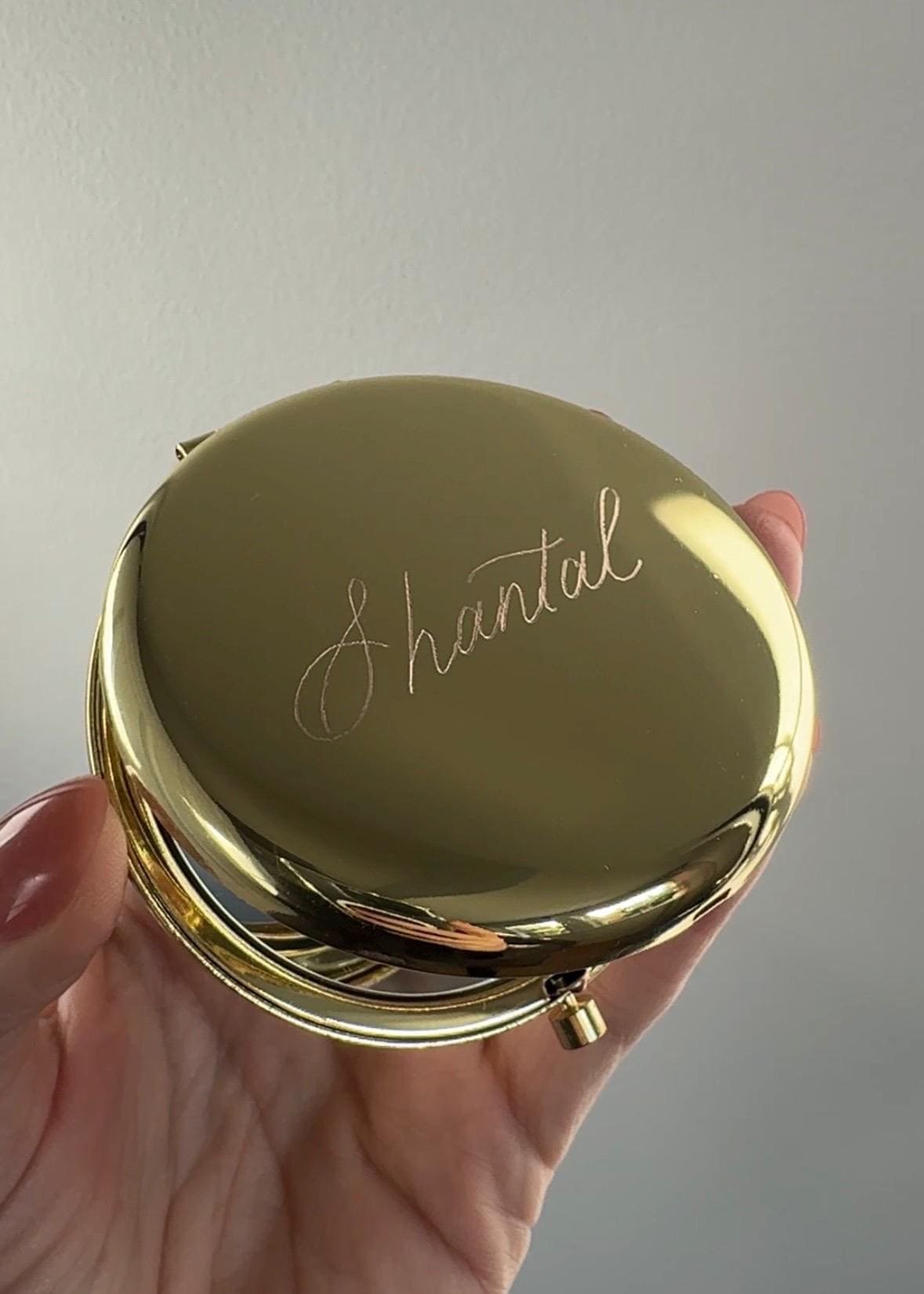 Hand Engraved Calligraphy Compact Mirror, Personalized Gift, Bridesmaid ...