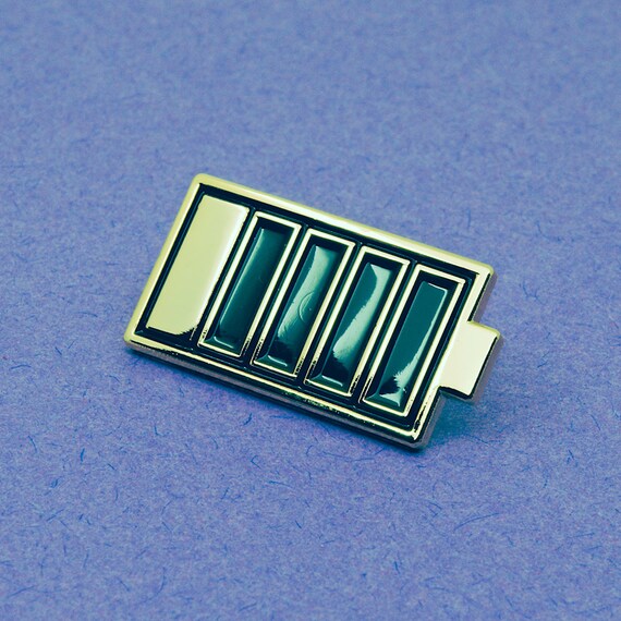 Low Power Battery Soft Enamel Badge | Etsy