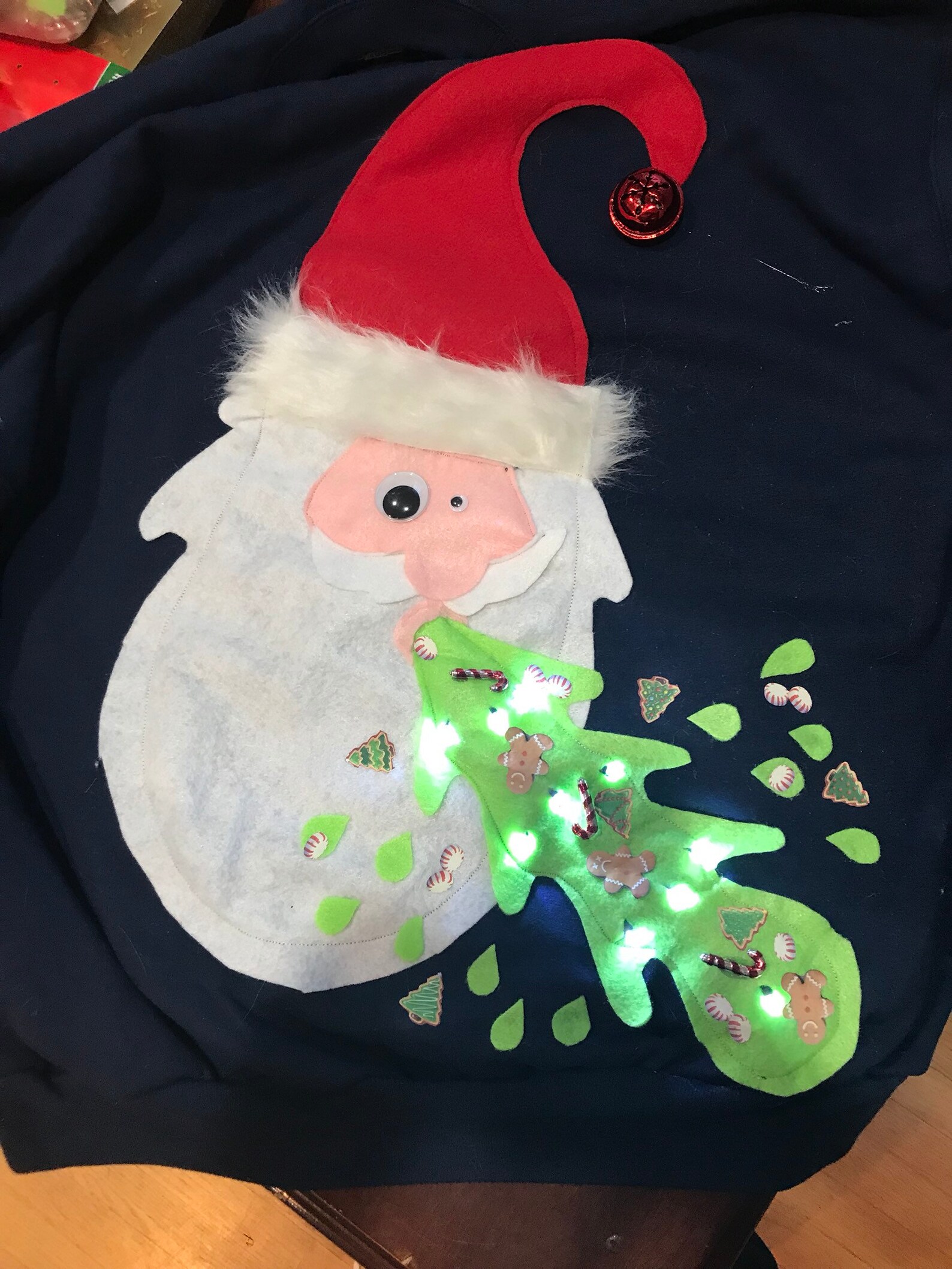 Ugly Christmas Sweater, Poor Santa Vomiting up Gingerbread Cookies and ...