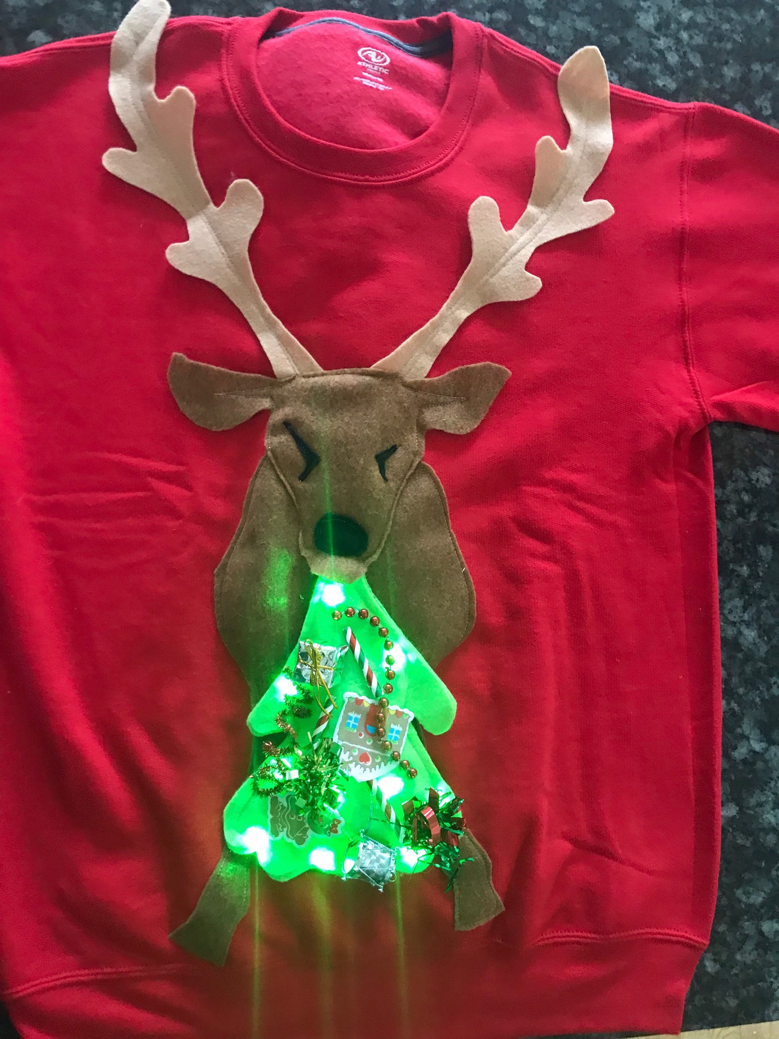 Ugly Christmas Sweatshirt Barfing Reindeer on Front and - Etsy