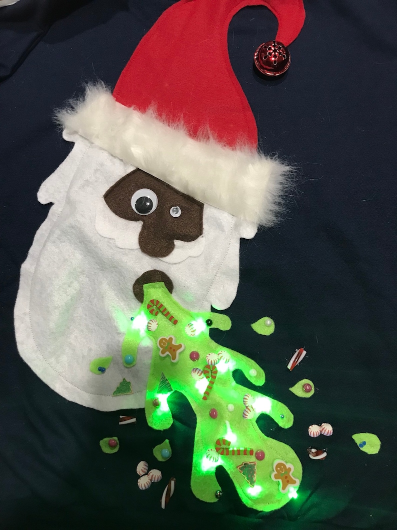 Ugly Christmas Sweater, Poor Santa Vomiting up Gingerbread Cookies and ...