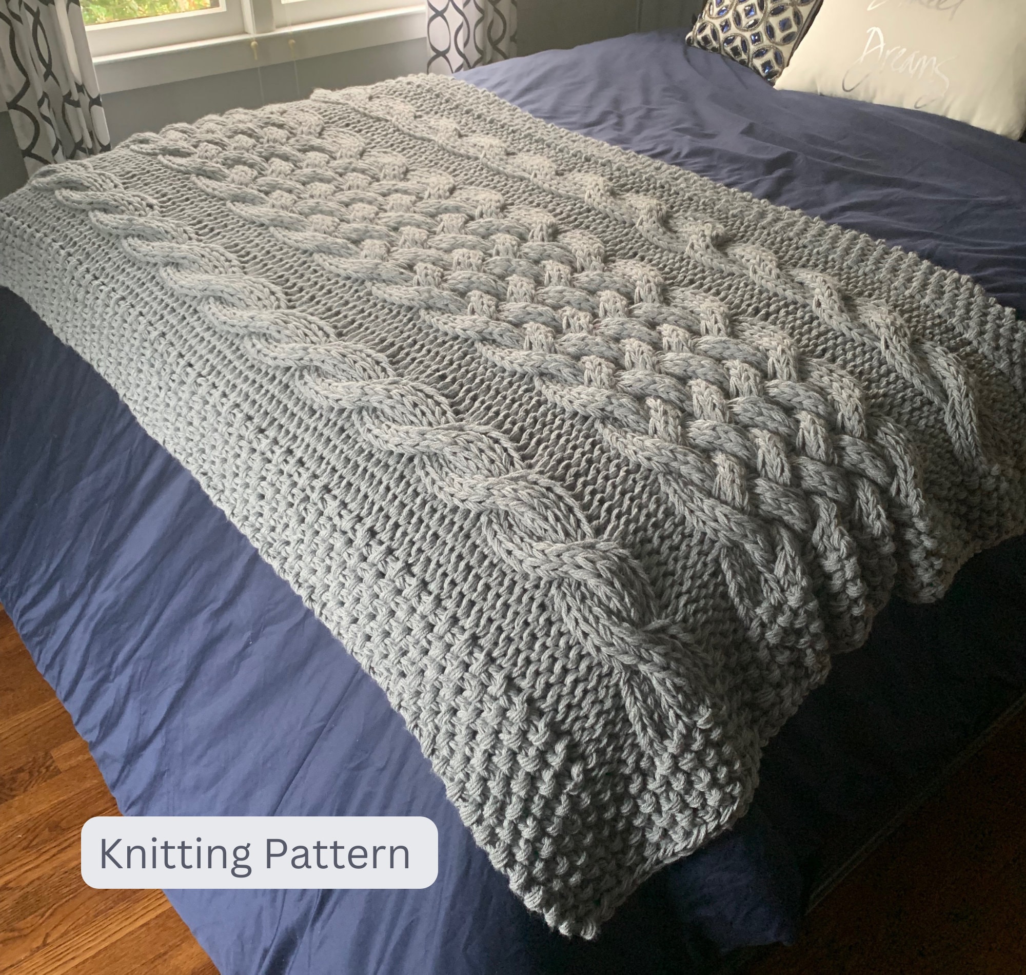 KNITTING PATTERN - Chunky Cable Knit Throw Pattern, 9 Stranded Braid ...