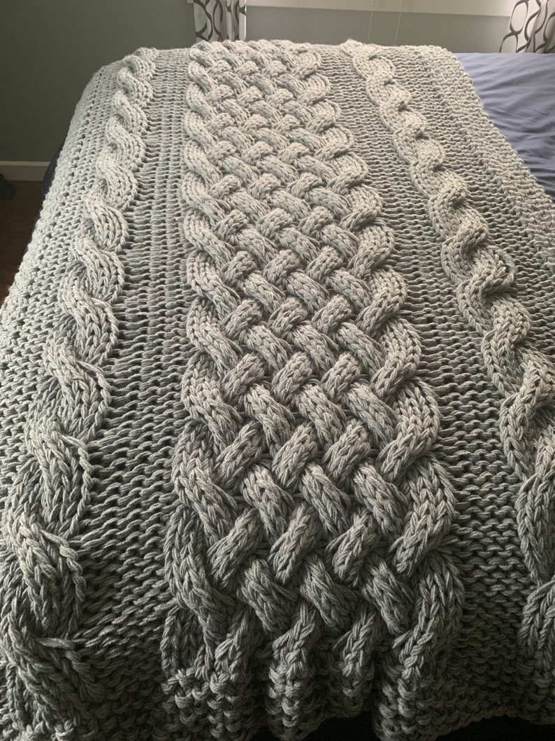 KNITTING PATTERN Chunky Cable Knit Throw Pattern, 9 Stranded Braid ...