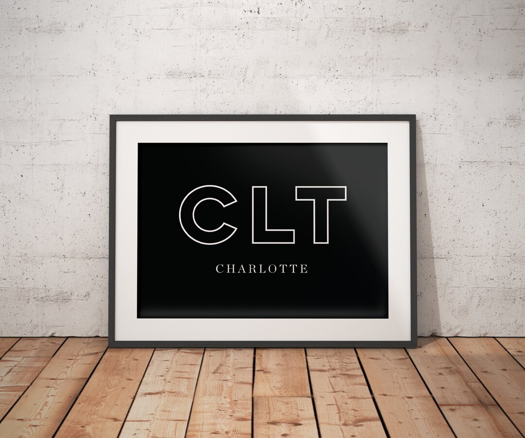 CLT Digital Print Charlotte NC Poster Airport Code Print - Etsy