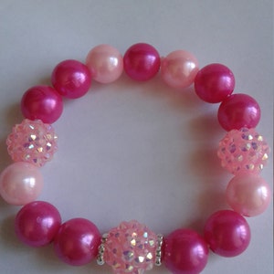 Pink Beaded Dangle Earring and Bracelet Set, Pink Pearl Earrings and ...