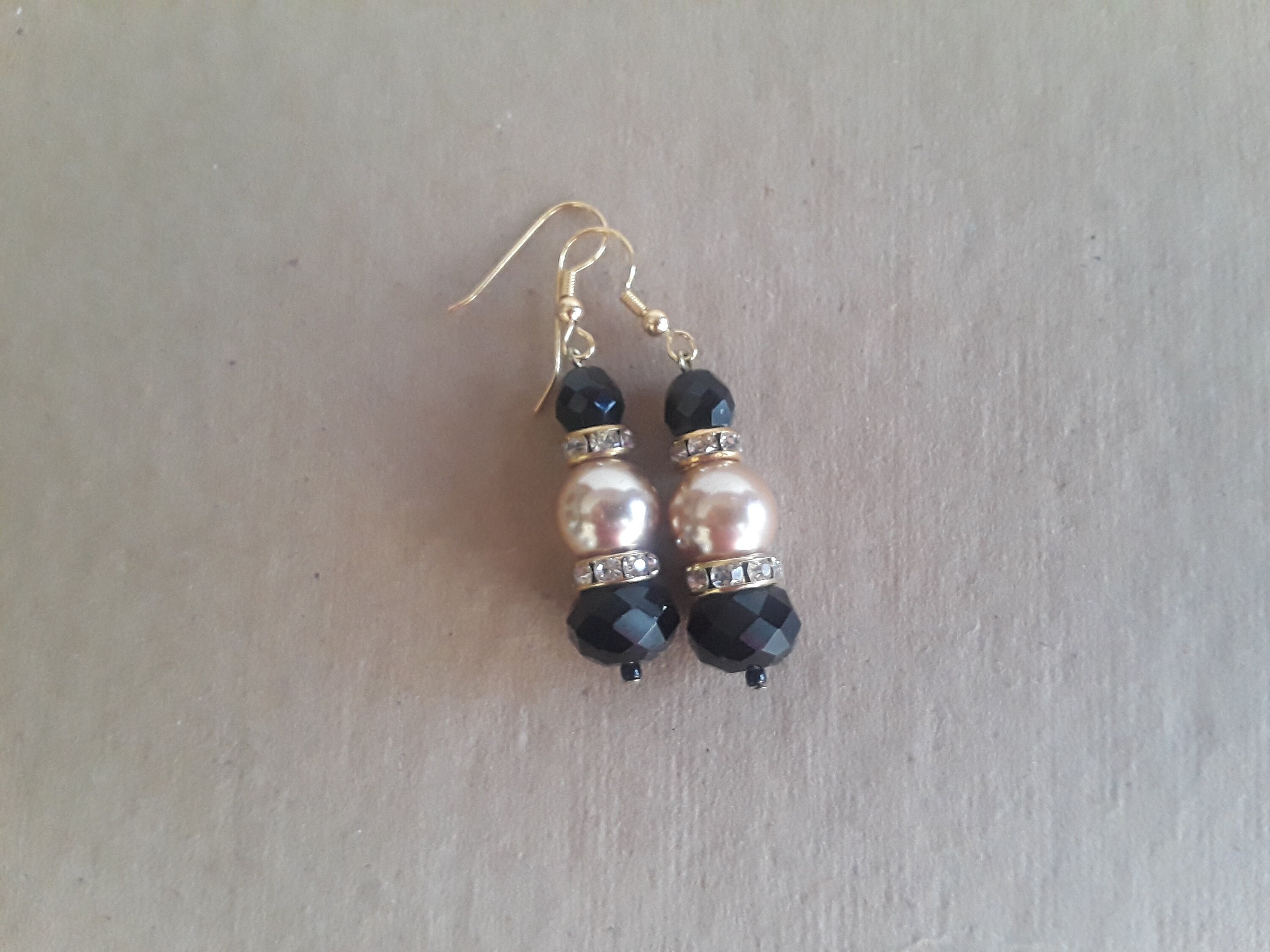 Black and Gold Beaded Dangle Earrings, Black and Gold Earrings, Formal ...