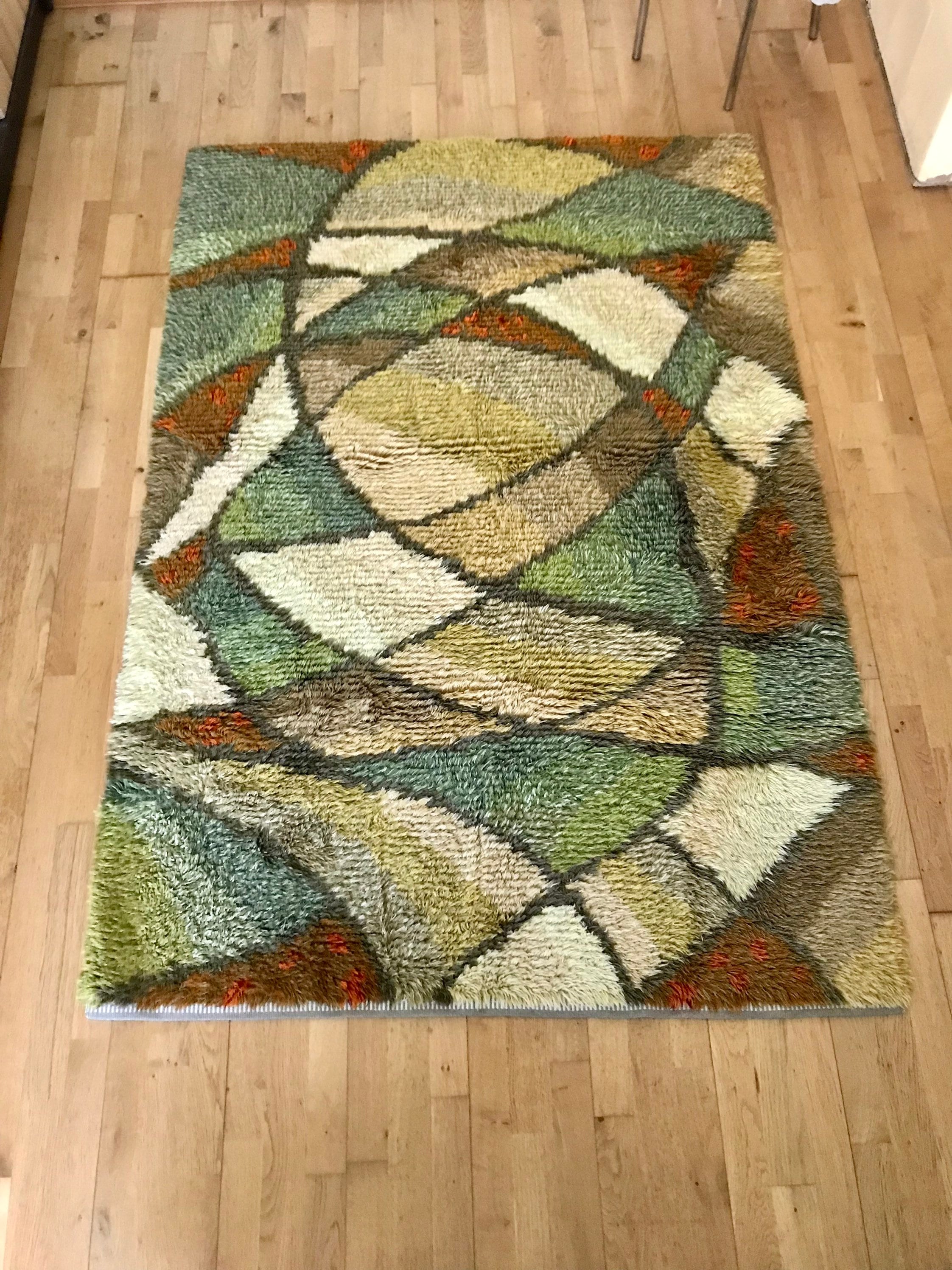 Extra Large Vintage Scandinavian Rya Rug Swedish Hand-knotted - Etsy