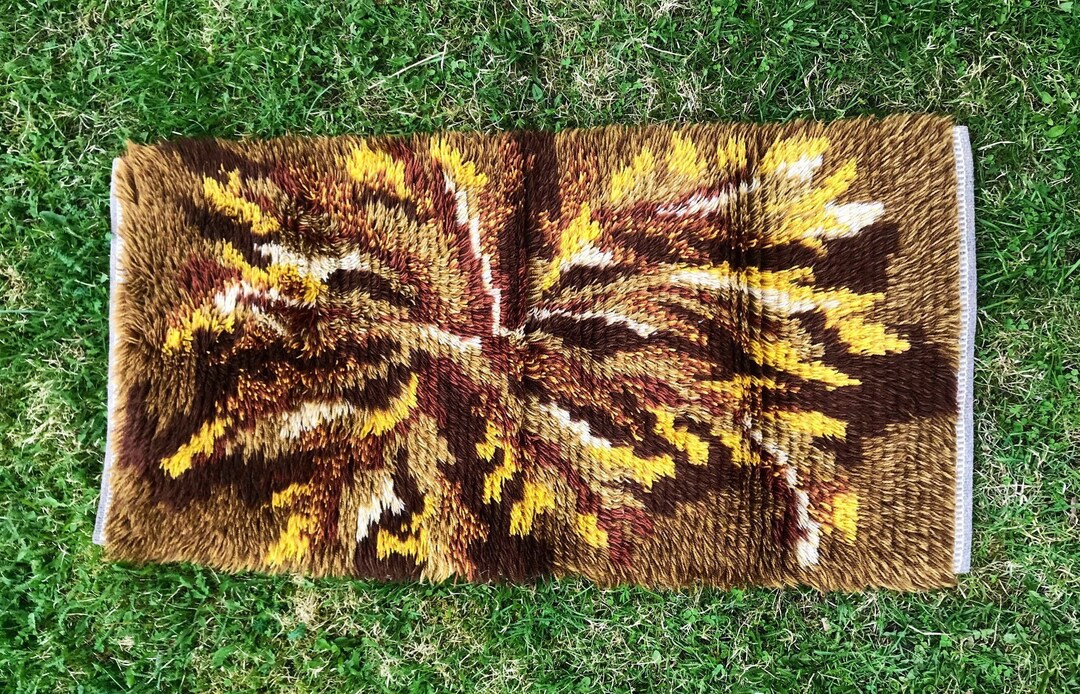 Vintage Scandinavian Rya Rug, Swedish Hand-knotted Rya Rug From the 60s ...
