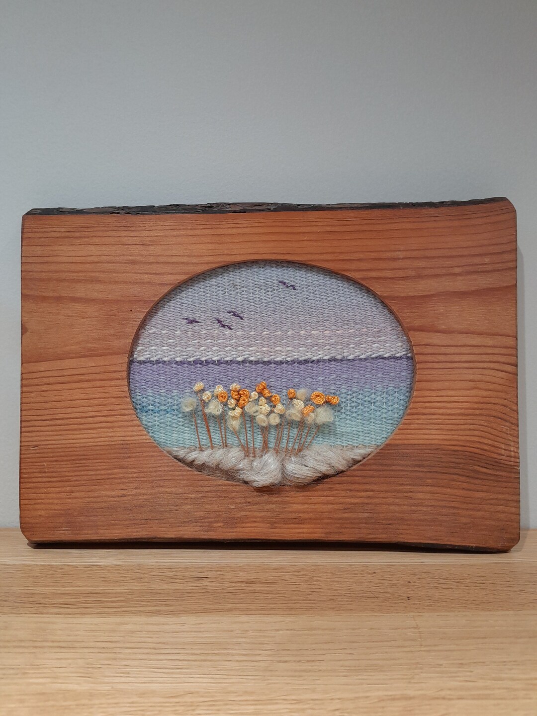 Vintage Textile Art Weave / Wood Framed Weave / Textile Art / Country ...
