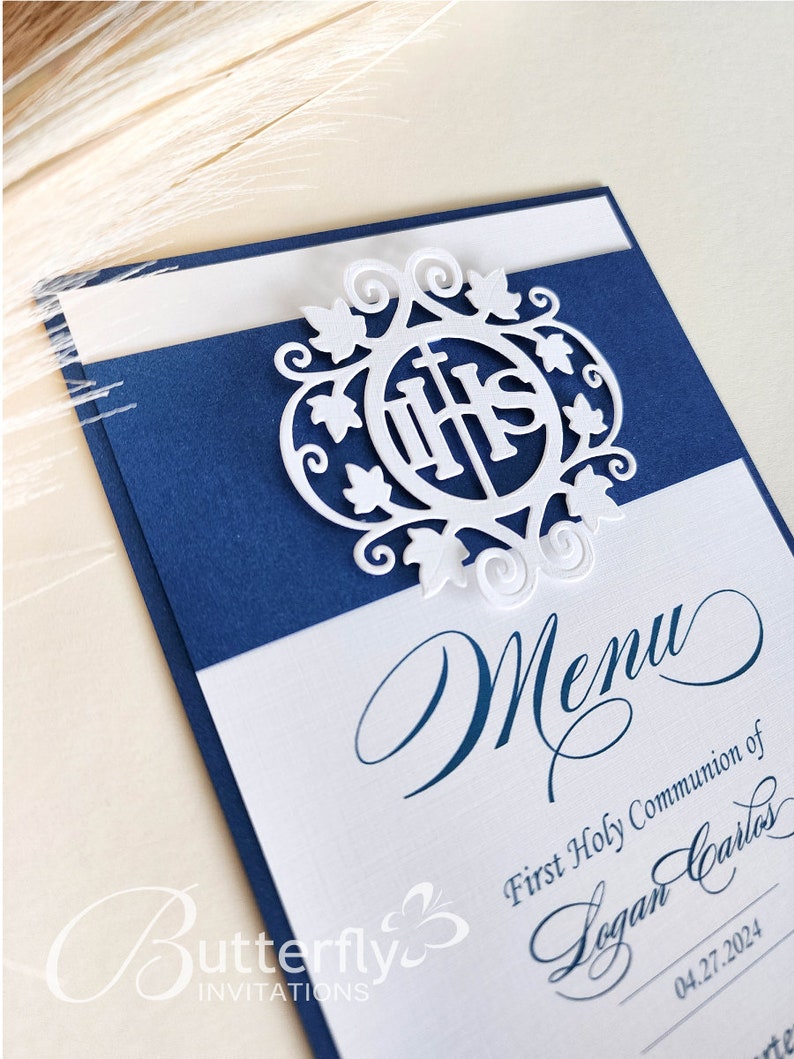 Menu Card, First Holy Communion, Printable Card, 1st Holy Communion ...