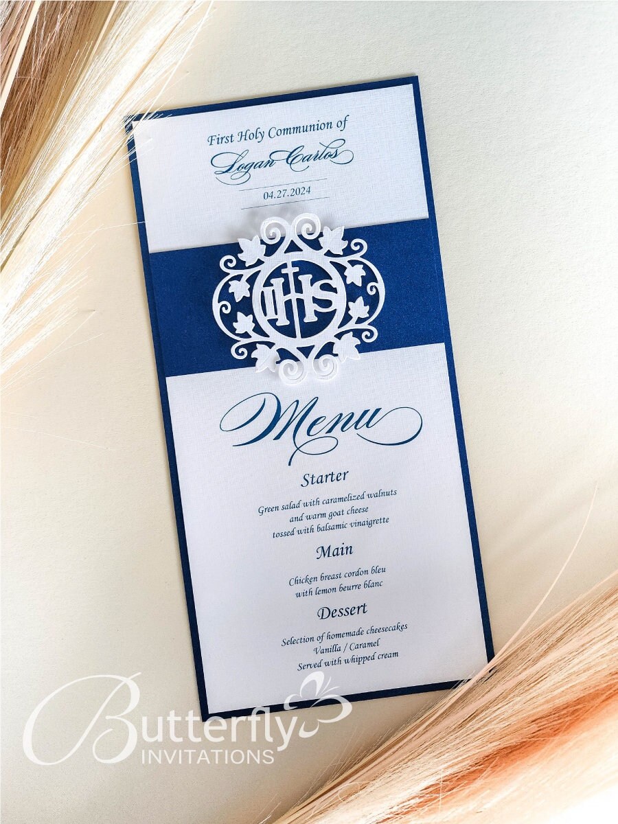 Menu Card, First Holy Communion, Printable Card, 1st Holy Communion ...
