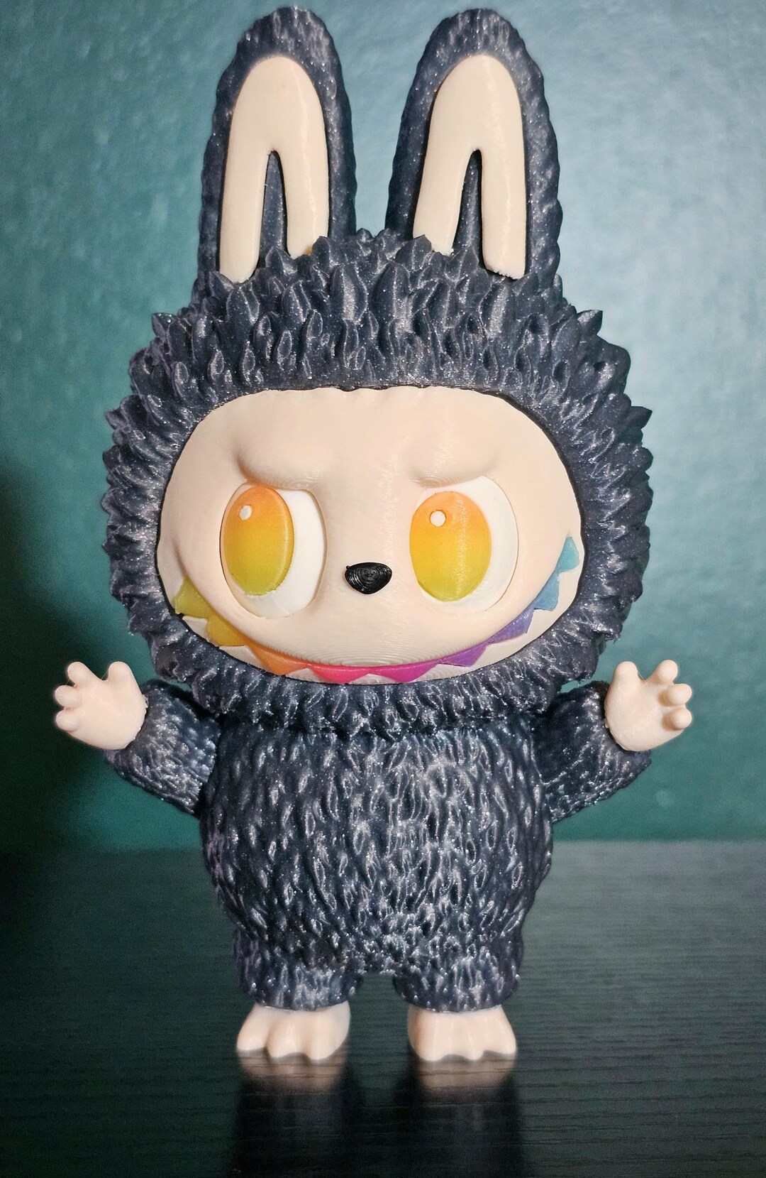 3d Printed Shimmer Gray With Glow Labubu Inspired Figure Doll - Etsy