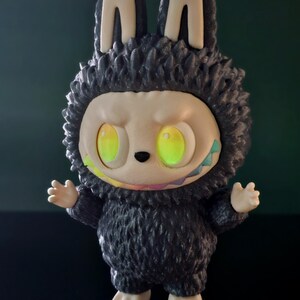 3d Printed Shimmer Gray With Glow Labubu Inspired Figure Doll - Etsy