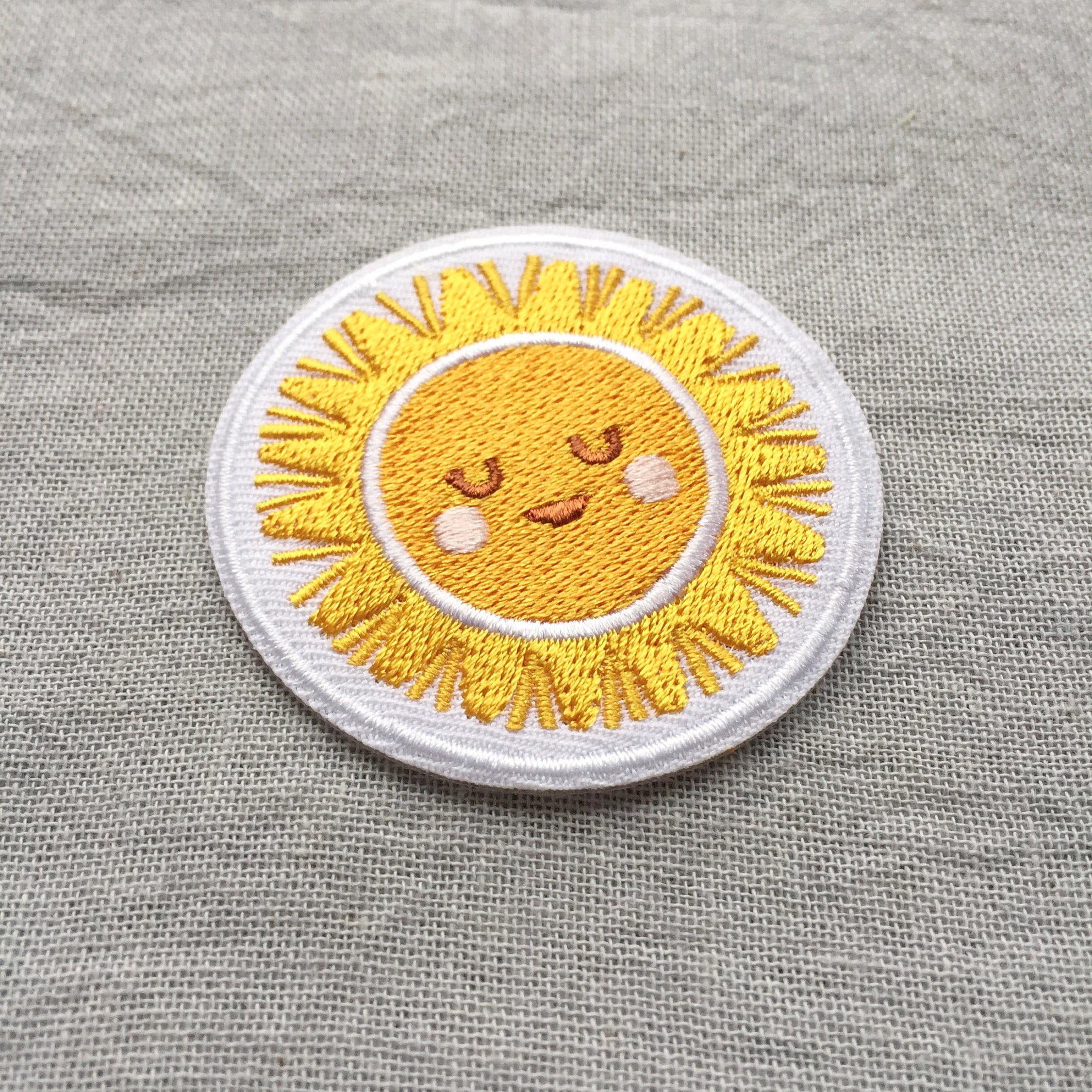 Happy Sun Embroidered Patch Iron on Patch | Etsy