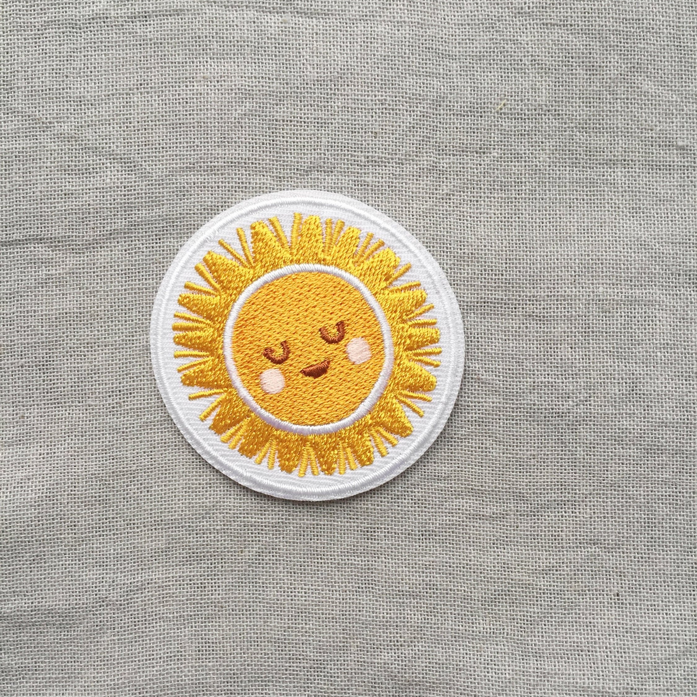 Happy Sun Embroidered Patch Iron on Patch | Etsy