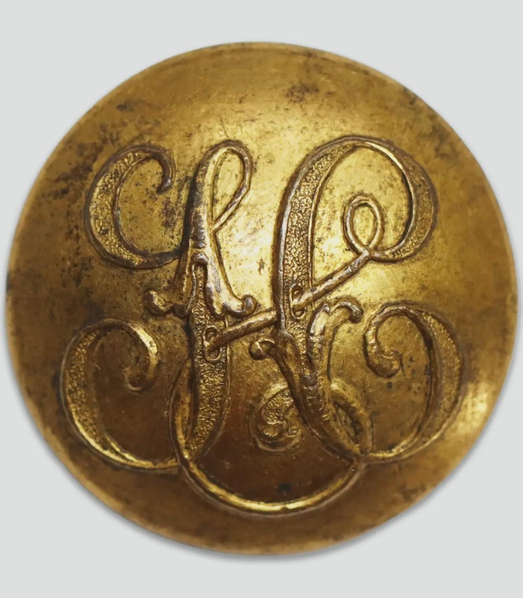 Antique Gilded Livery Button With Ornate Monogram Design - Etsy