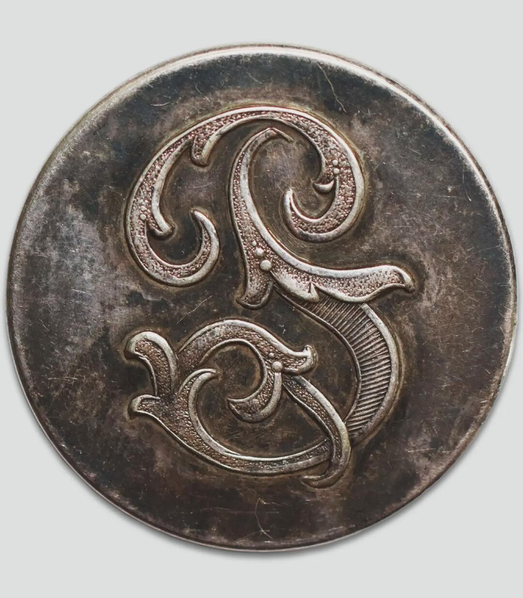 Antique Silver Plated Livery Button With Ornate “S” Monogram - Etsy
