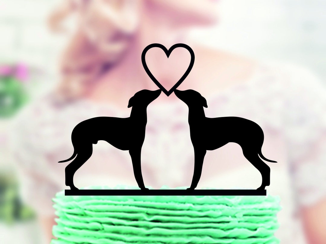 Dogs With Heart Topper, Wedding Cake Topper With Two Dogs, Dog ...