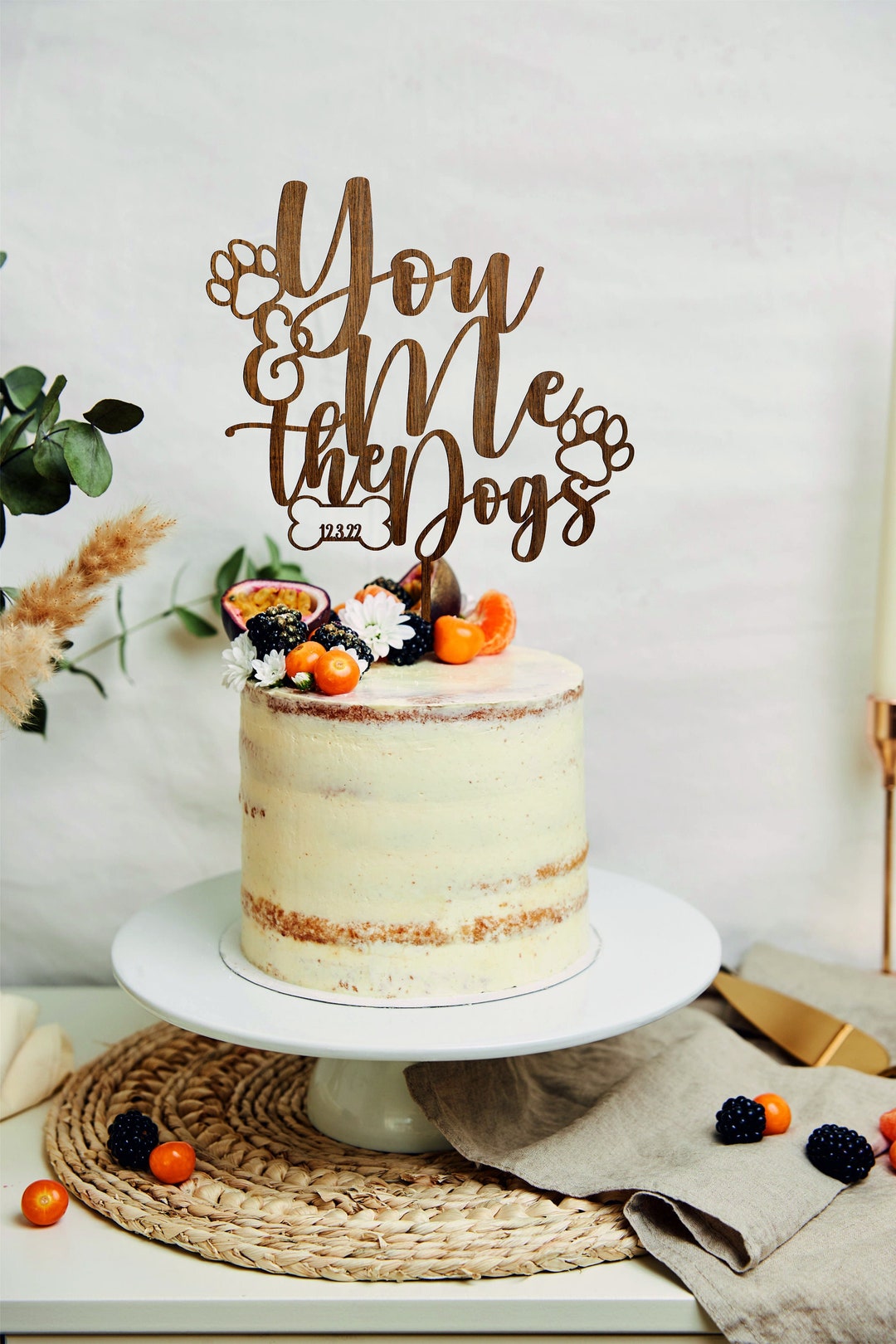 You Me and the Dogs Wedding Cake Topper: Wooden Pet Theme - Etsy