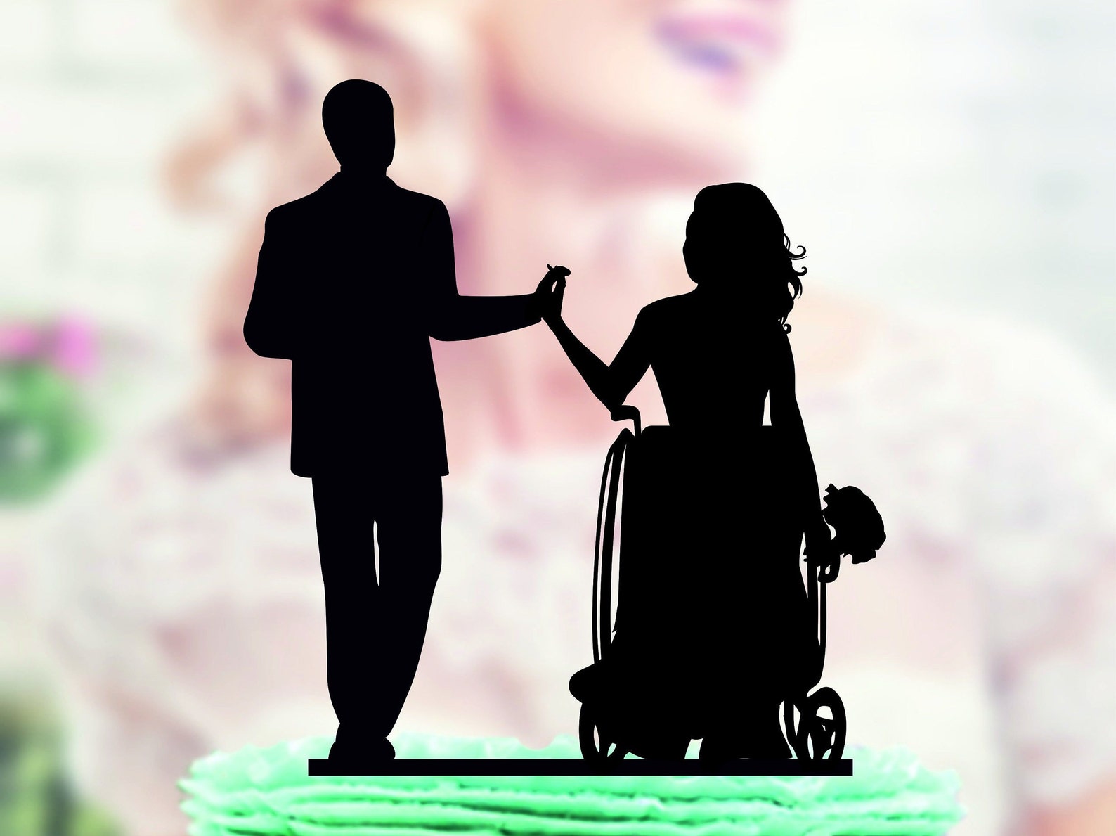 Wheelchair Wedding Cake Topper Bride in Wheelchair Wedding - Etsy