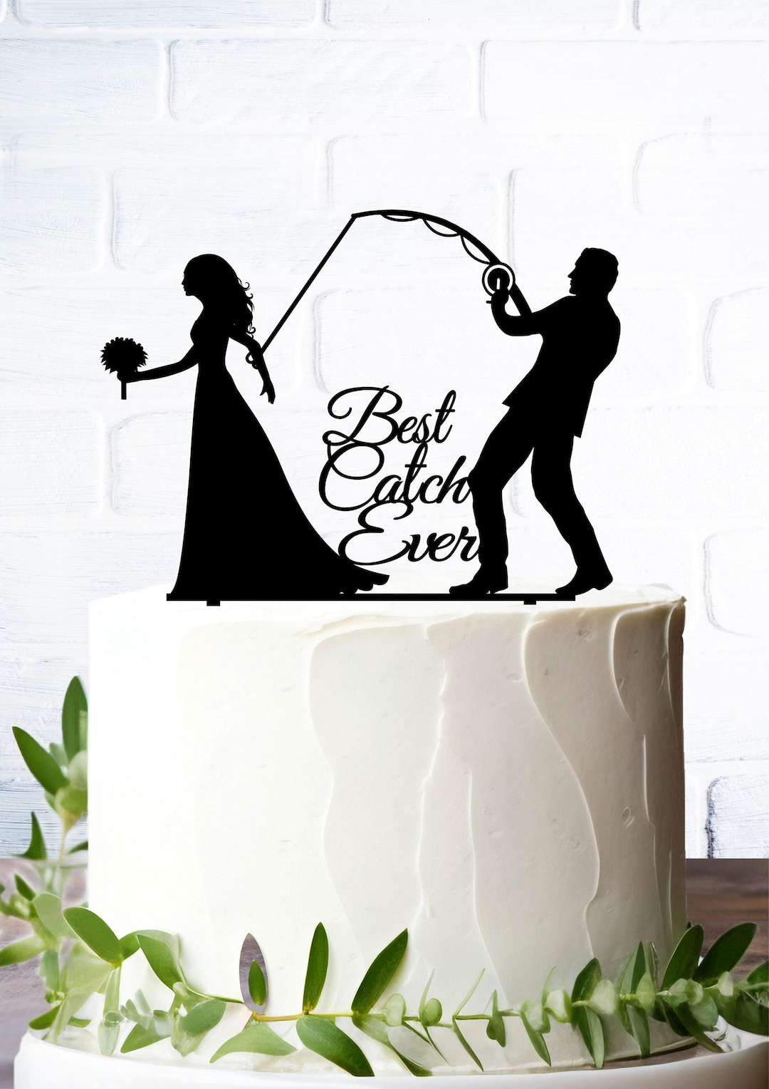 Groom Pulling Bride Wedding Cake Topper, Best Catch Ever, Groom ...