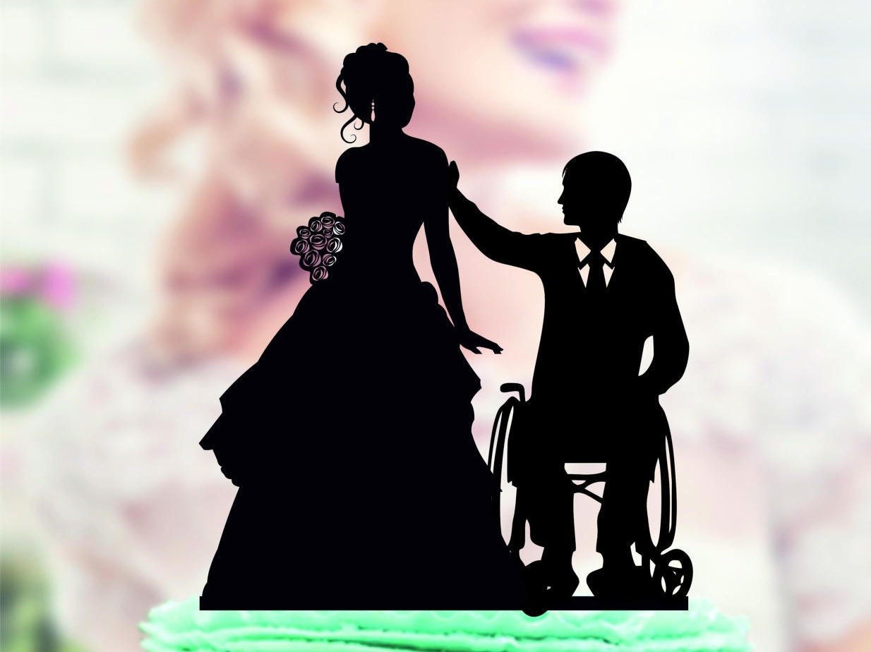 Wheelchair Wedding Cake Topper Groom in Wheelchair Wedding - Etsy