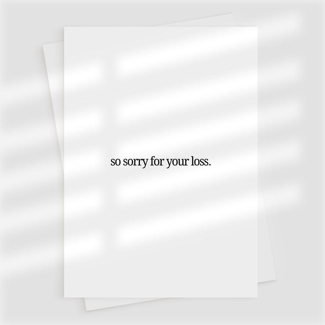 So Sorry for Your Loss | Minimalist Sympathy Card - Etsy
