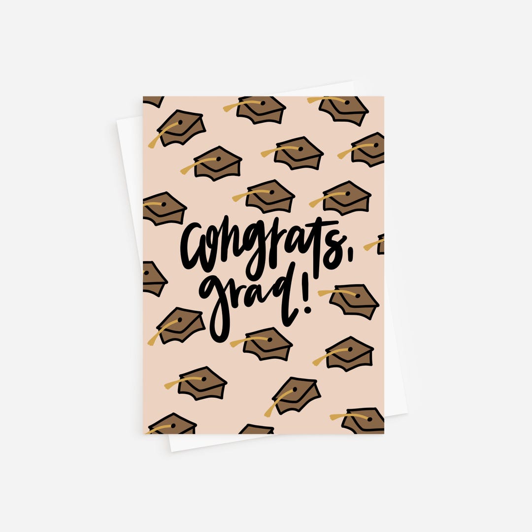 Congrats Grad Card | Graduation Cap | Cute Neutral Grad Card - Etsy