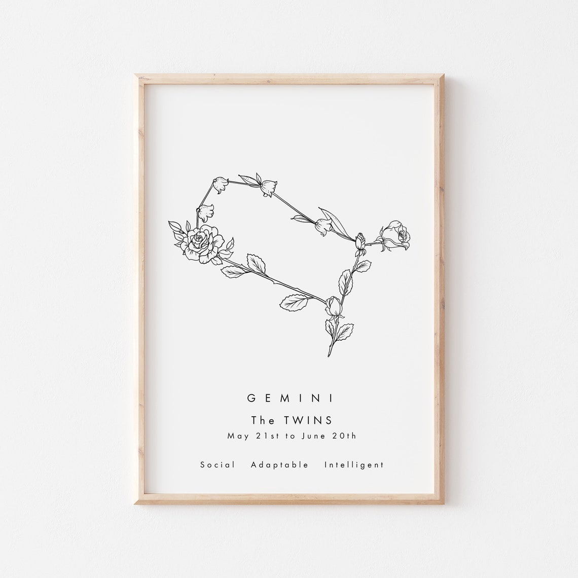 Gemini Zodiac Sign Print/constellation Print/zodiac - Etsy UK
