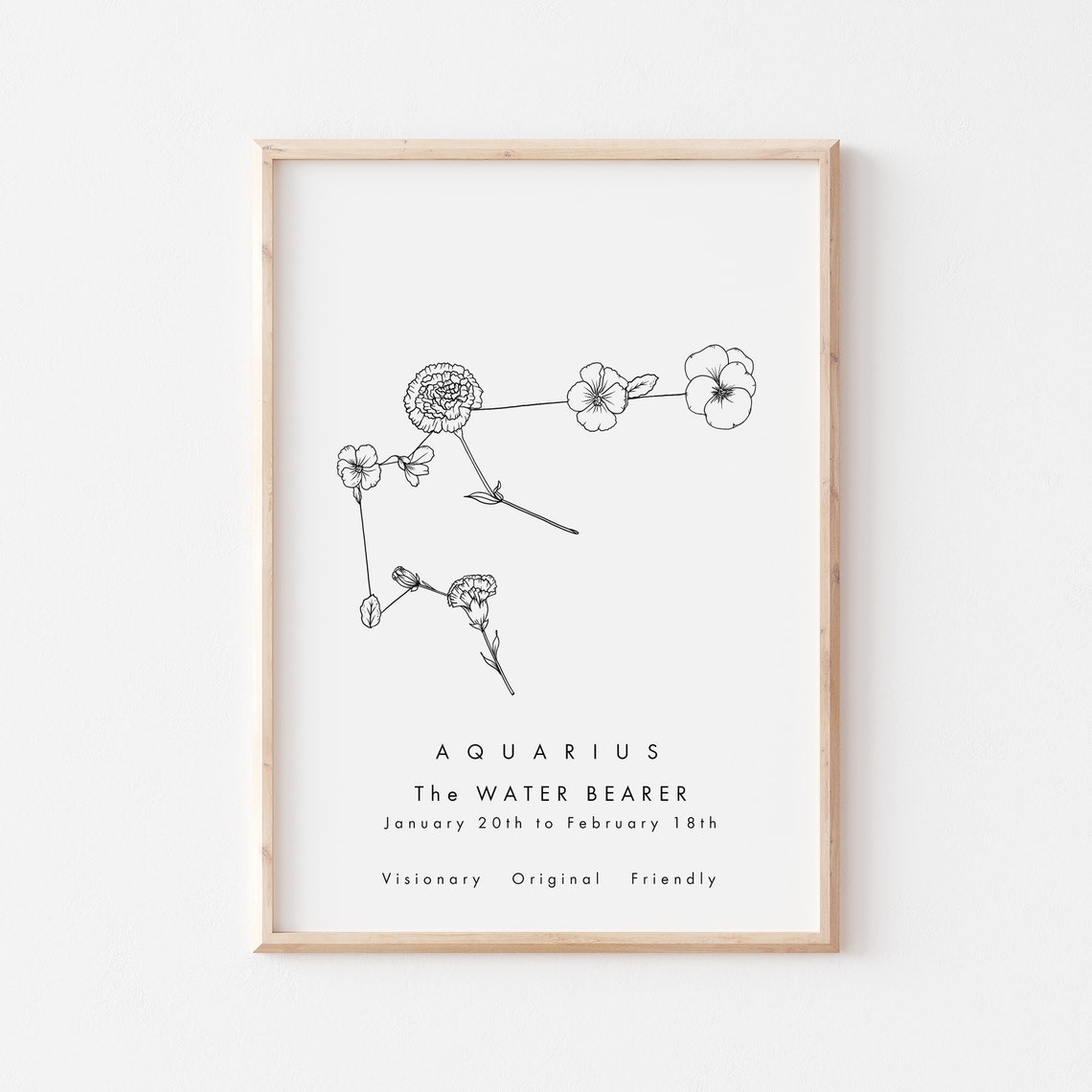 Aquarius Zodiac Sign Print/constellation Print/zodiac Print/birthday ...
